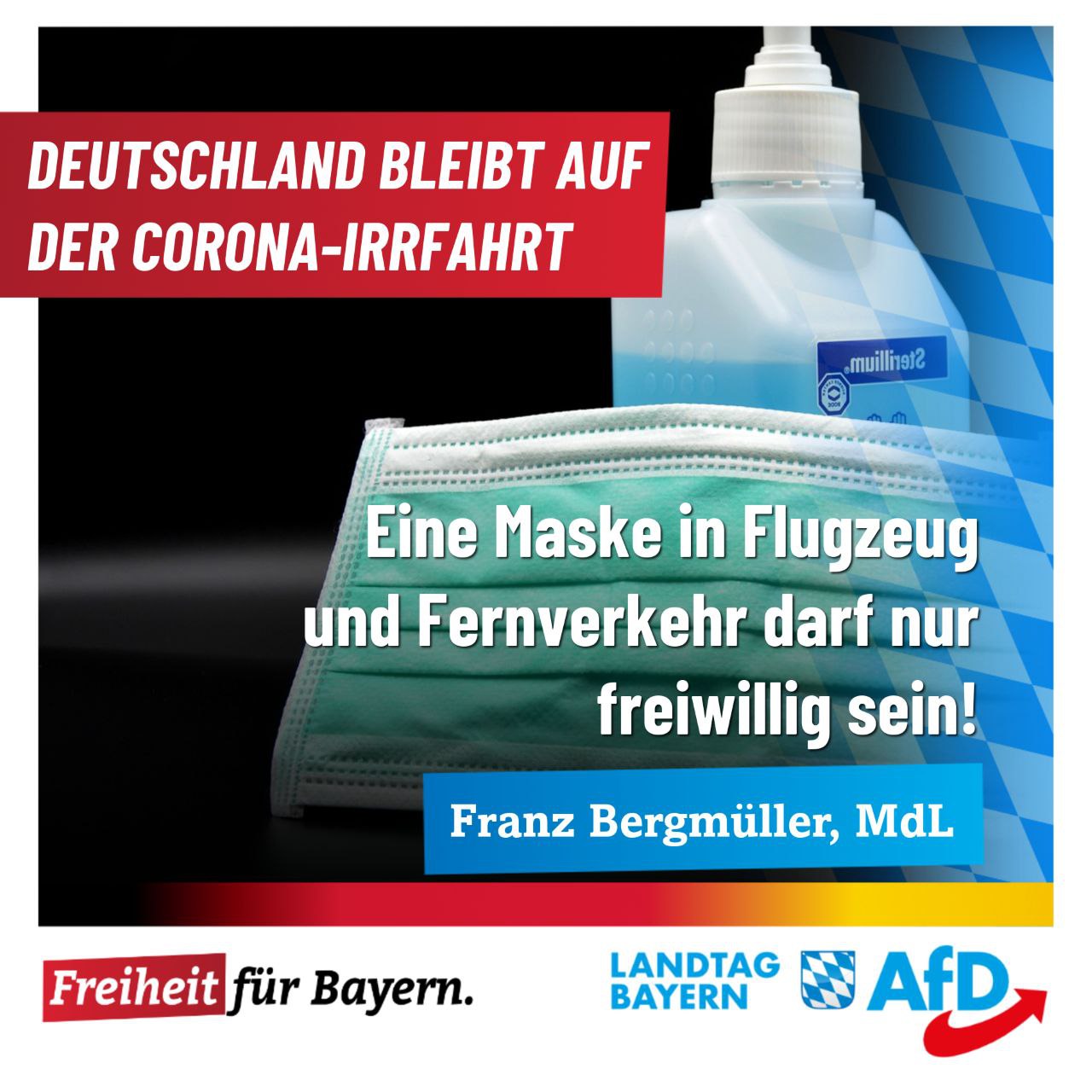 Franz Bergmüller: Eine Maske in Flugzeug und Fernverkehr darf nur ...